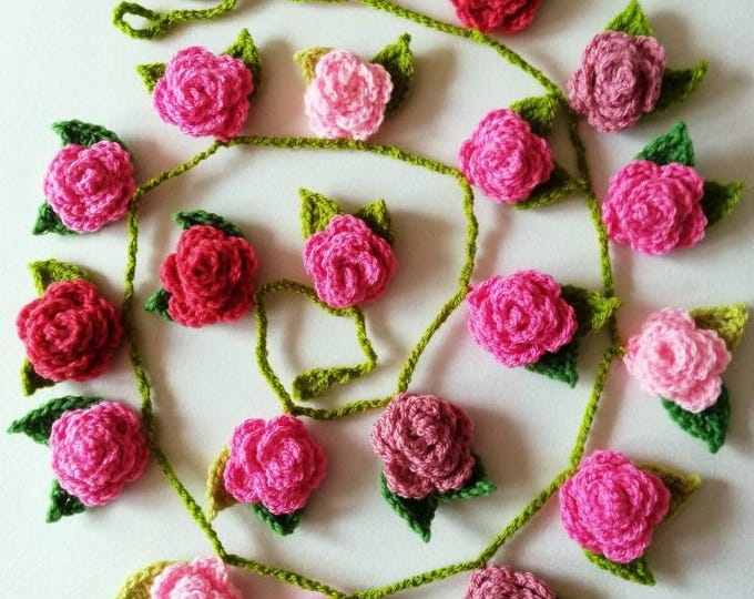 Crocheted Flower Garland, Flower Garland, Handmade , - Etsy