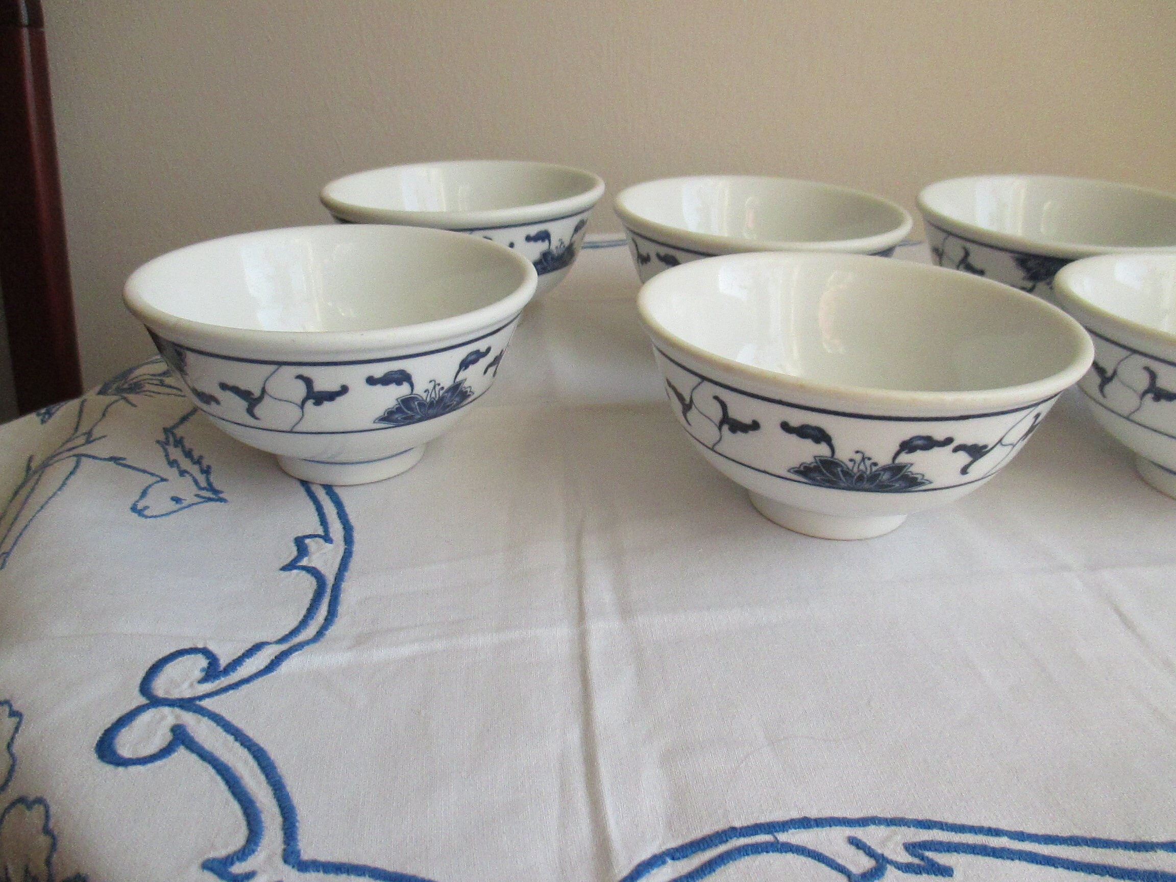 6 Royal Tatung Taiwan Porcelain RICE BOWLS Cobalt Blue on | Etsy