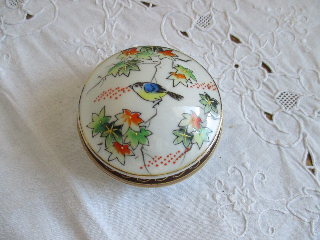 Japanese Lid Box, Porcelain Box, Hand Painted, Satsuma Porcelain - Etsy