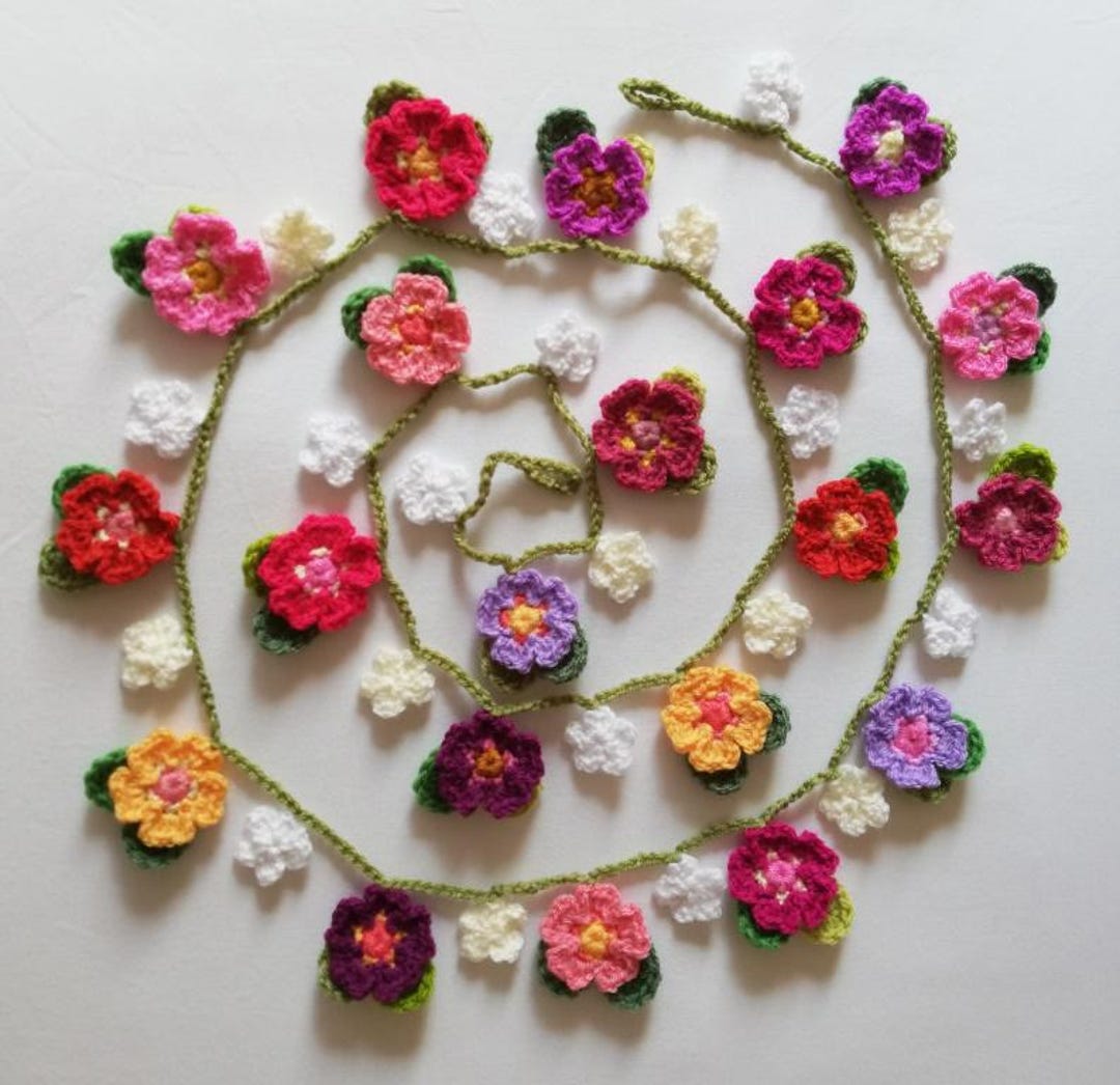 Crocheted Flower Garland, Flower Garland, Handmade , - Etsy