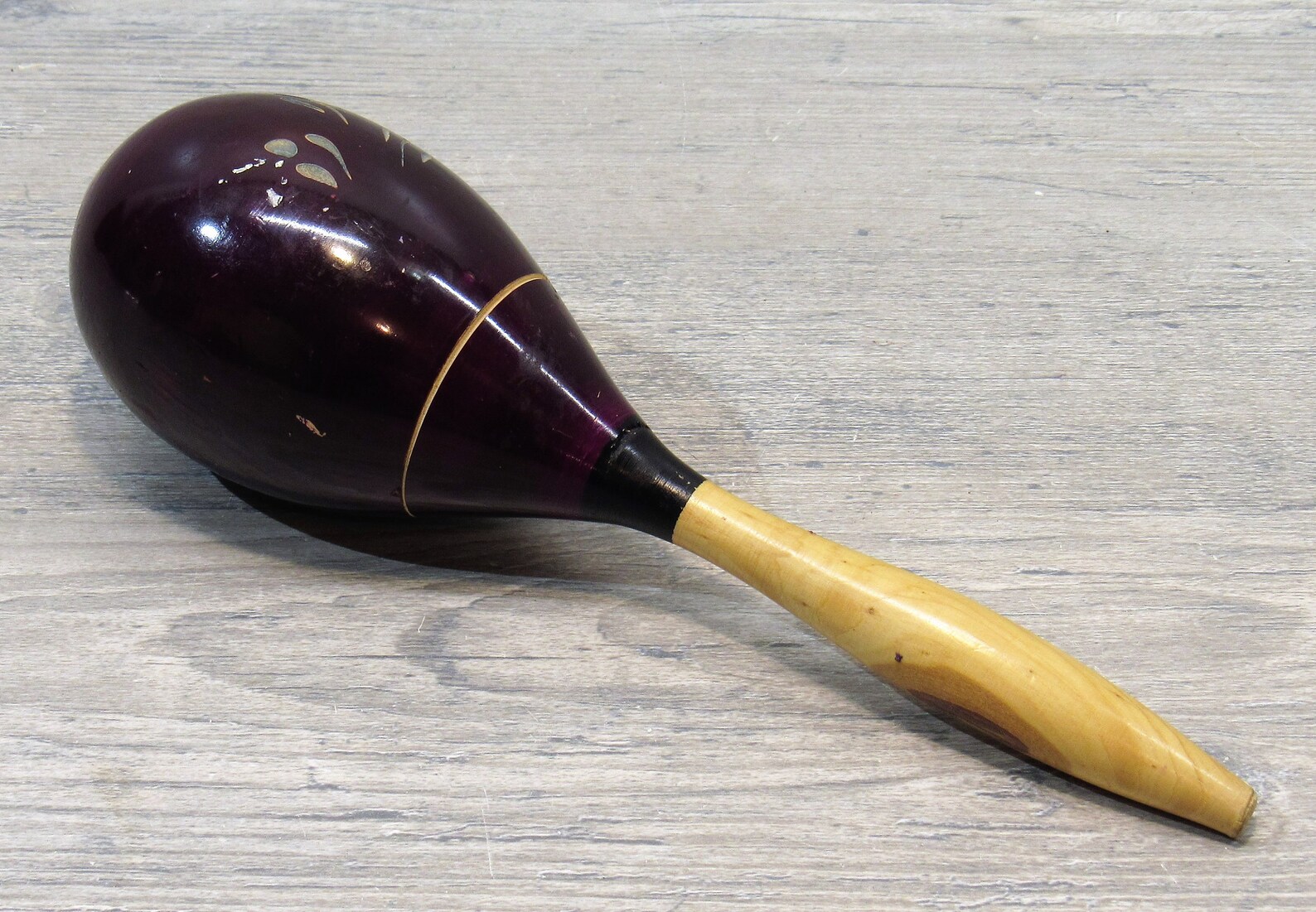 SINGLE WOOD MARACA Purple With Painted/Etched Design Natural | Etsy