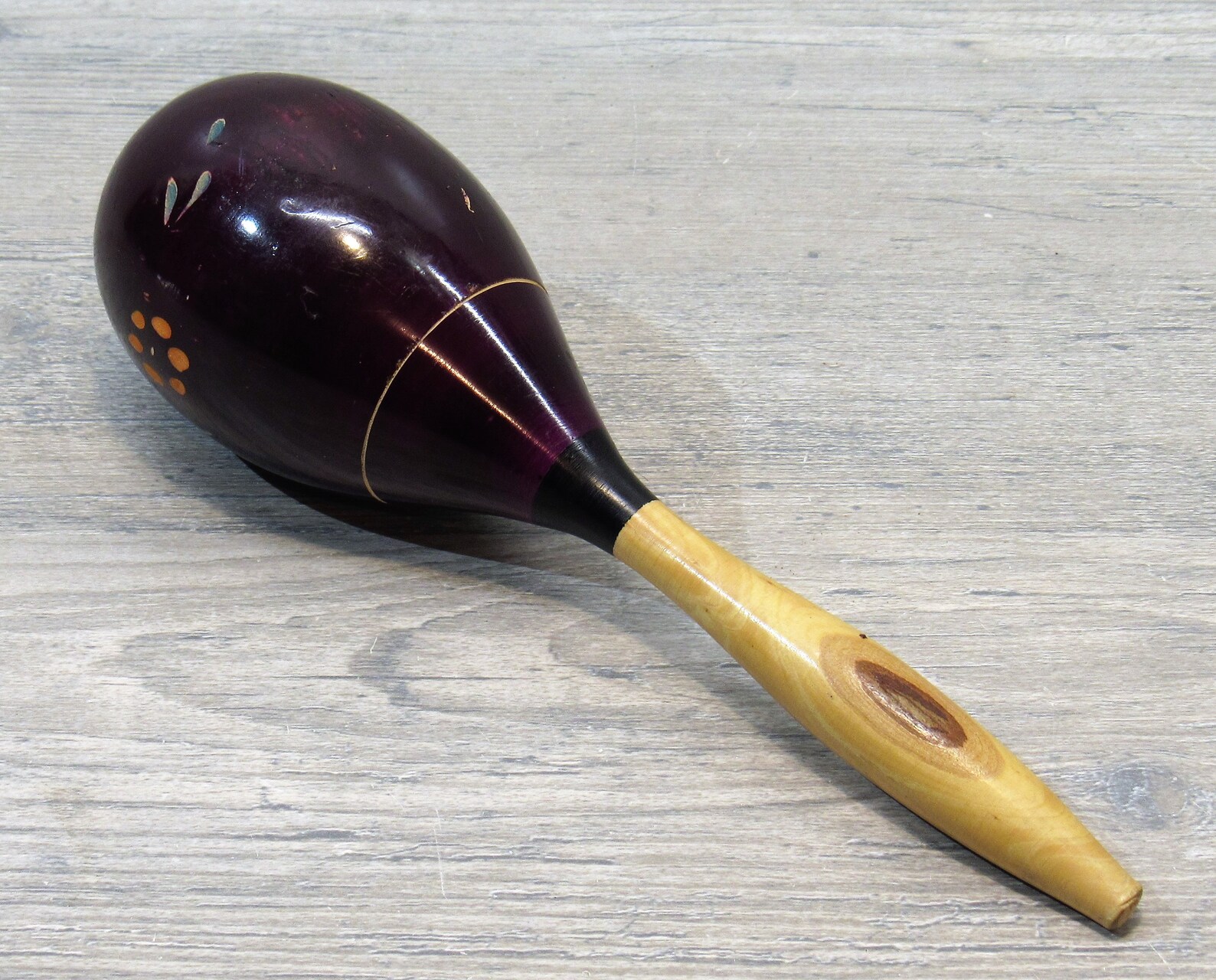 SINGLE WOOD MARACA Purple With Painted/Etched Design Natural | Etsy