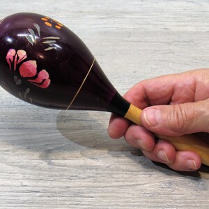 SINGLE WOOD MARACA Purple With Painted/Etched Design Natural | Etsy