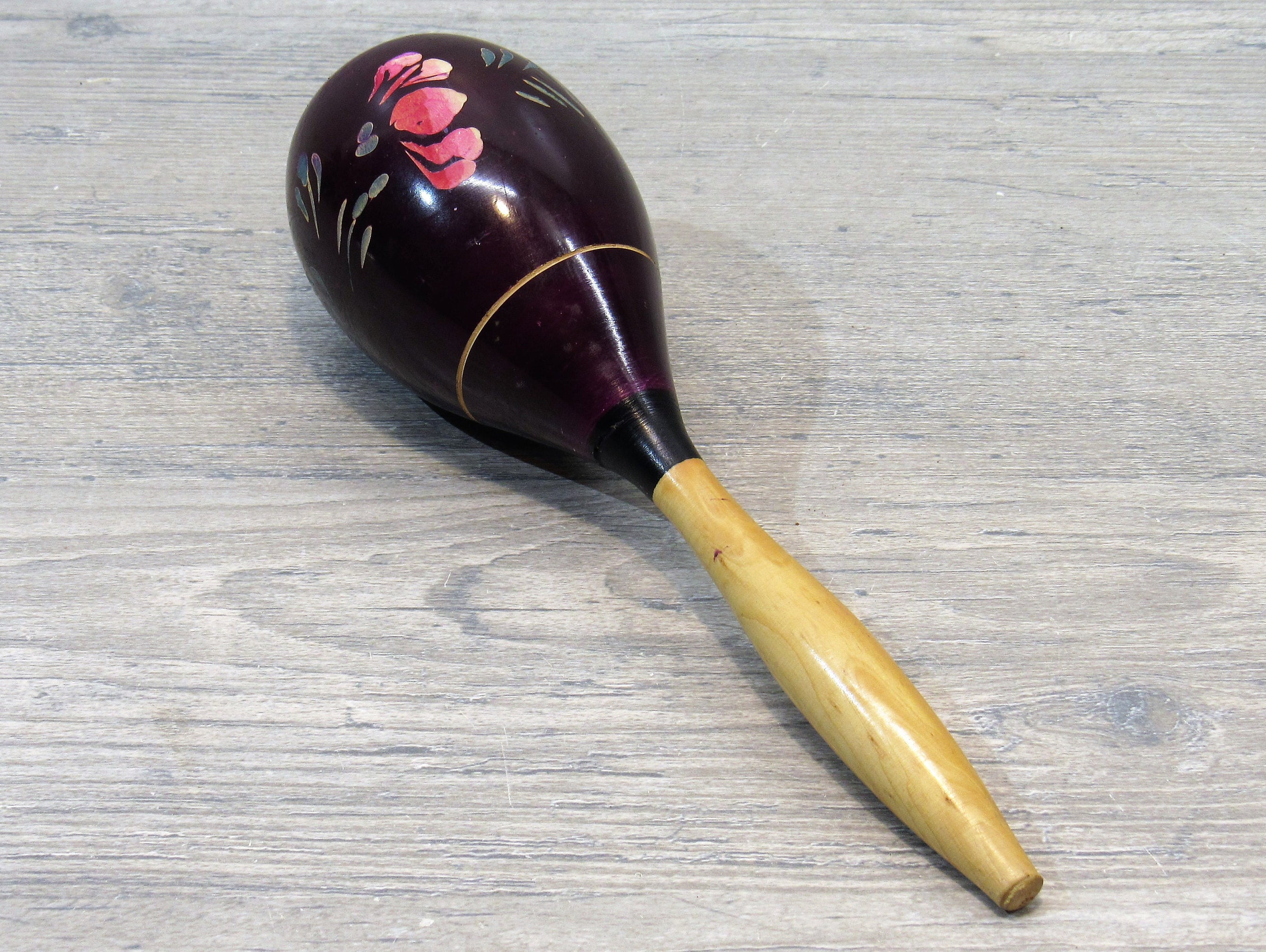 SINGLE WOOD MARACA Purple With Painted/Etched Design Natural | Etsy