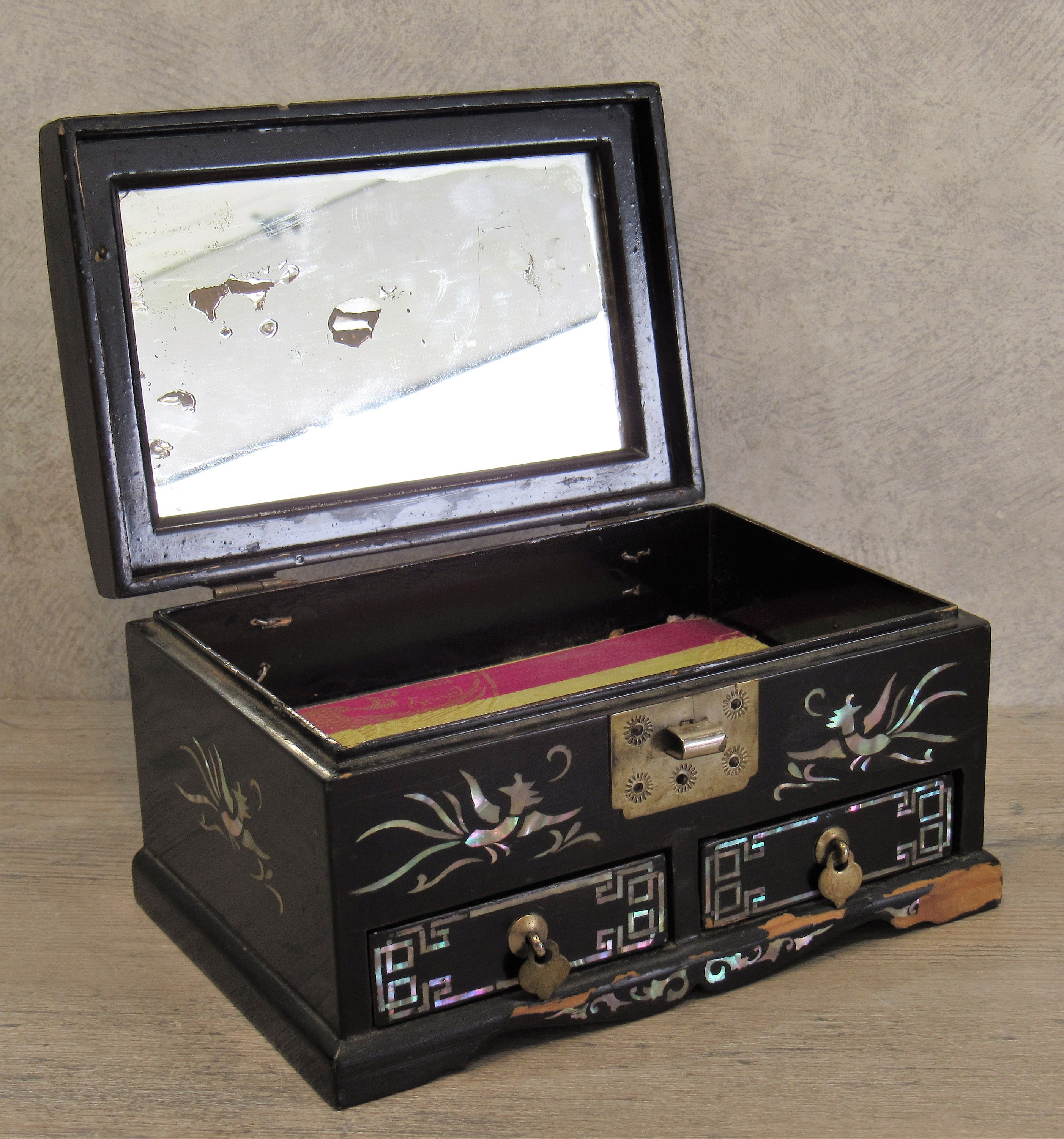 VTG Chinese JEWELRY BOX Inlaid Abalone/mother of Pearl in | Etsy