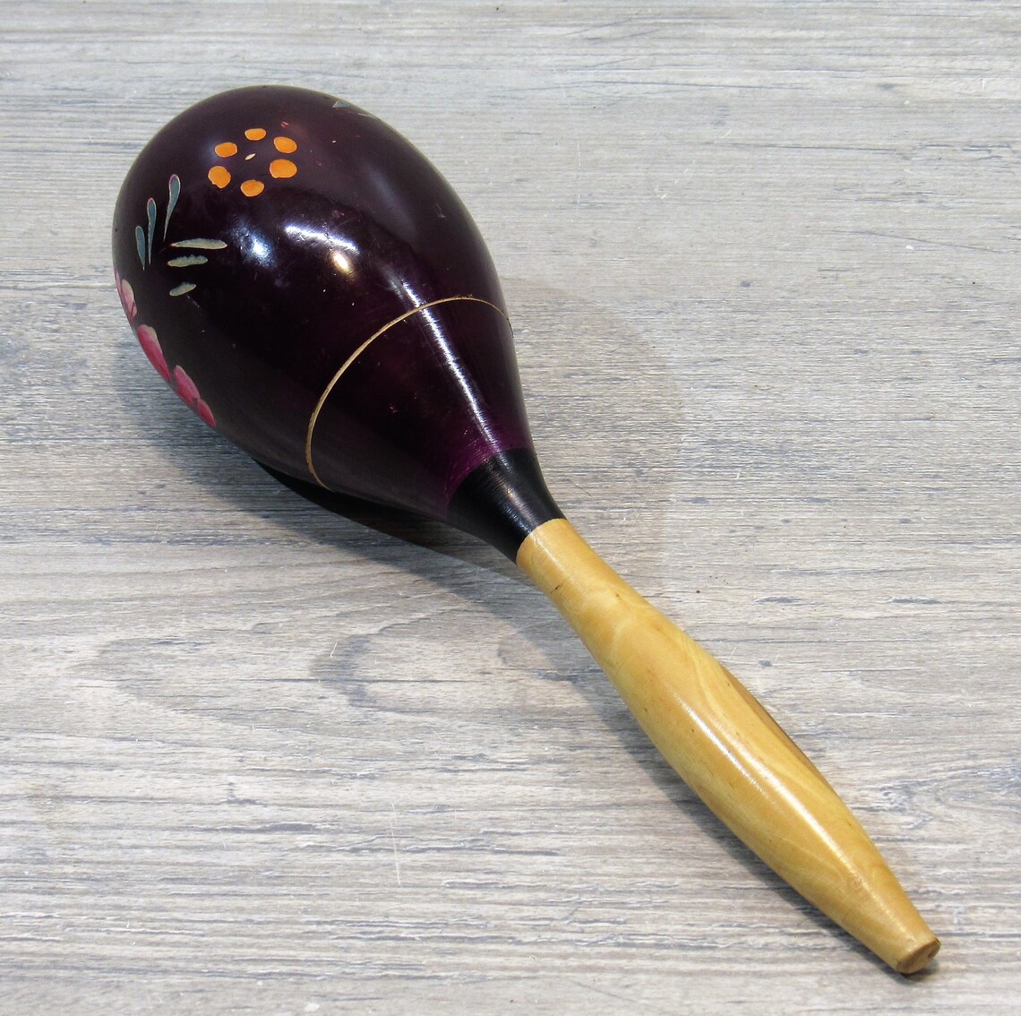 SINGLE WOOD MARACA Purple With Painted/Etched Design Natural | Etsy