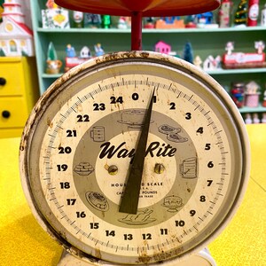 Vintage Way-rite Scale Red and White Retro Kitchen Food Scale Decor ...
