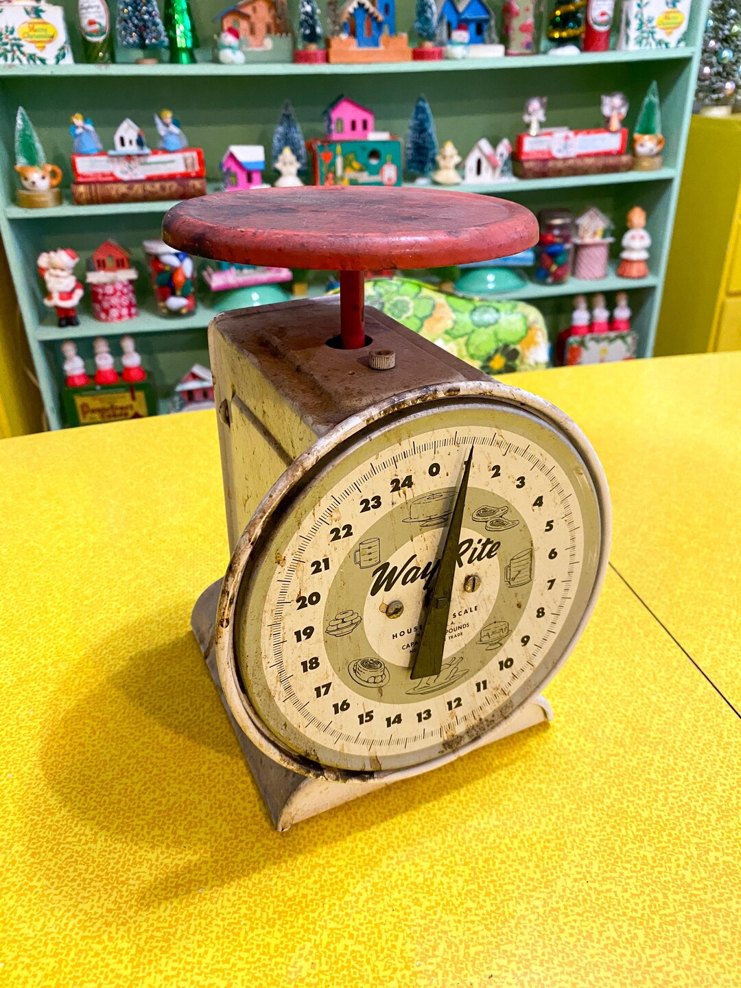 Vintage Way-rite Scale Red and White Retro Kitchen Food Scale Decor ...