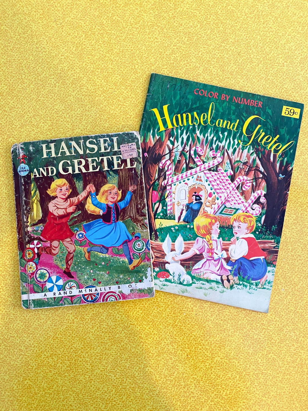 Vintage Hansel and Gretel Book Lot of 2 Color by Number Rand Mcnally ...