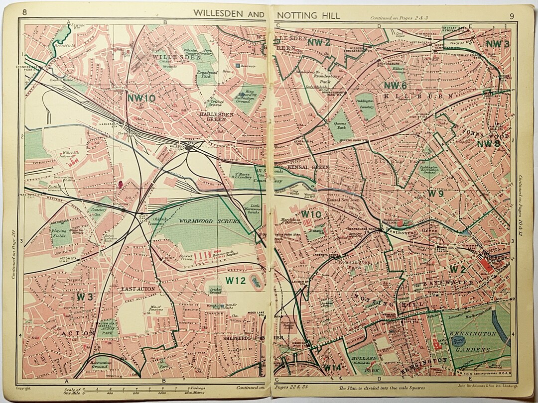 1939 Map of Willesden & Notting Hill - Original Page Print - Etsy