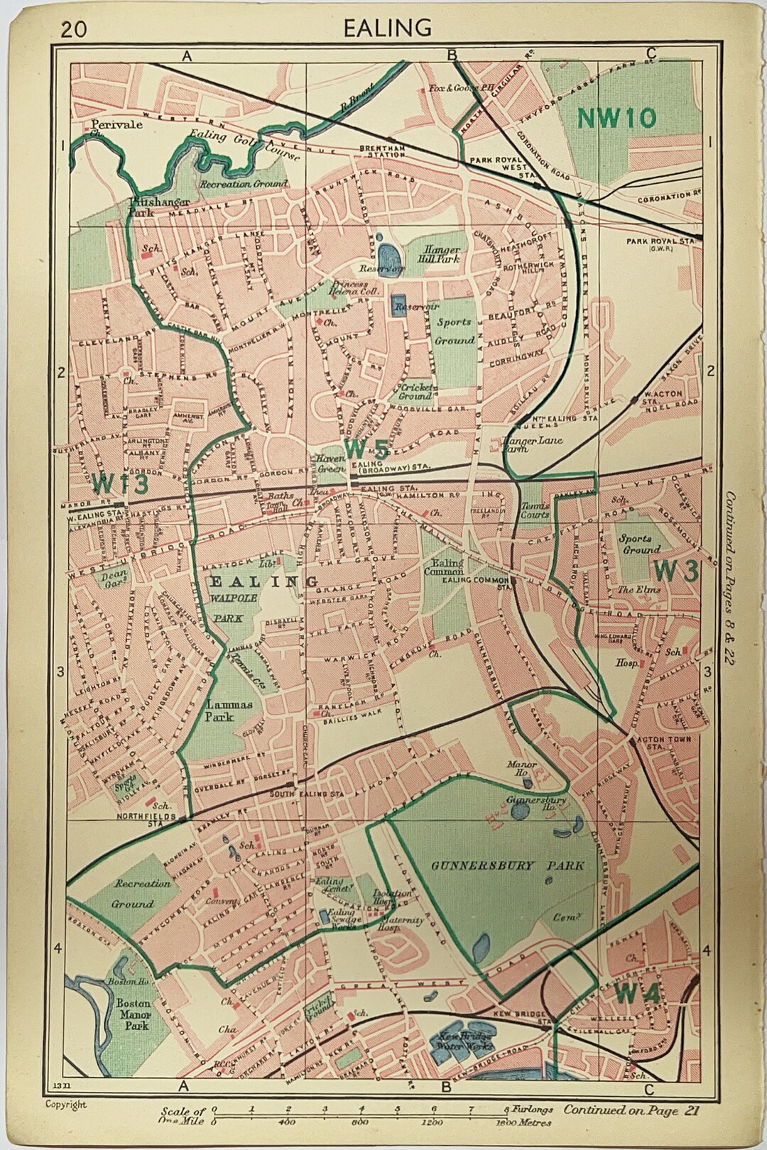 1939 Map of Ealing Original Page Print - Etsy