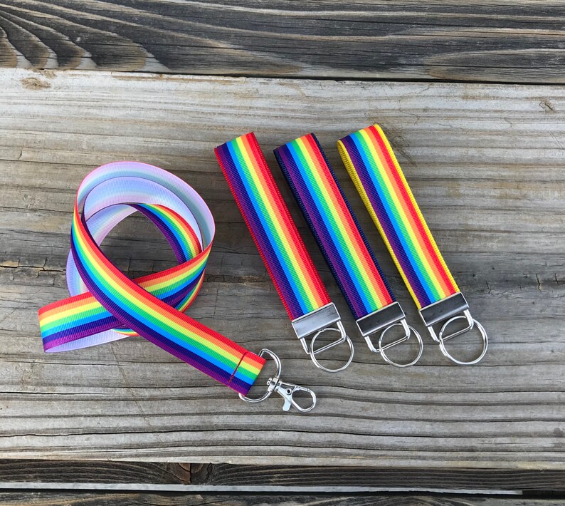 Lgbtq Rainbow Pride Wristlet Keyfob Pride Lanyard Gay Pride Etsy