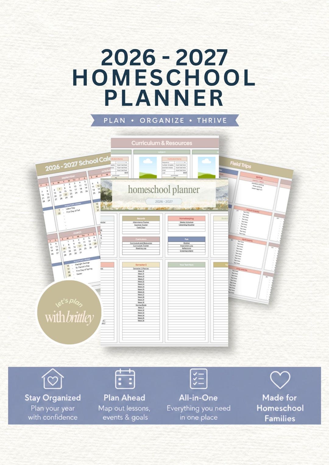 2026-2027 Homeschool Planner Google Sheets | Digital Homeschool Planner ...