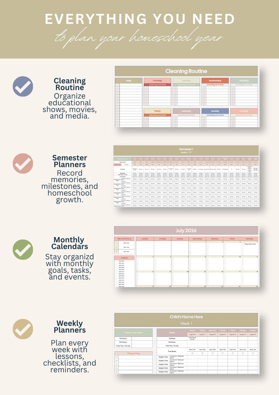 2026-2027 Homeschool Planner Google Sheets | Digital Homeschool Planner ...