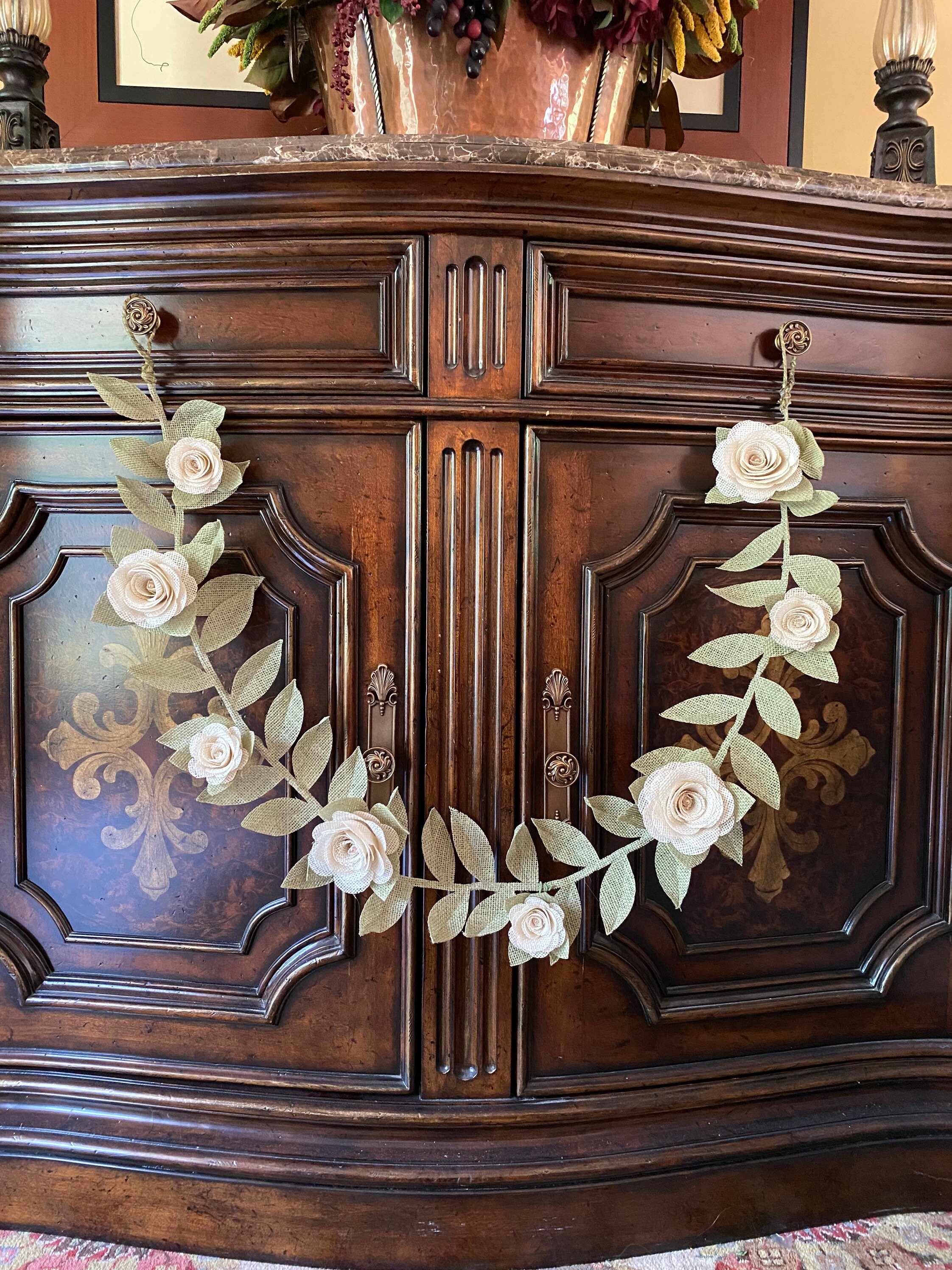 46 Ivory burlap garland ivory flower Garland burlap floral | Etsy