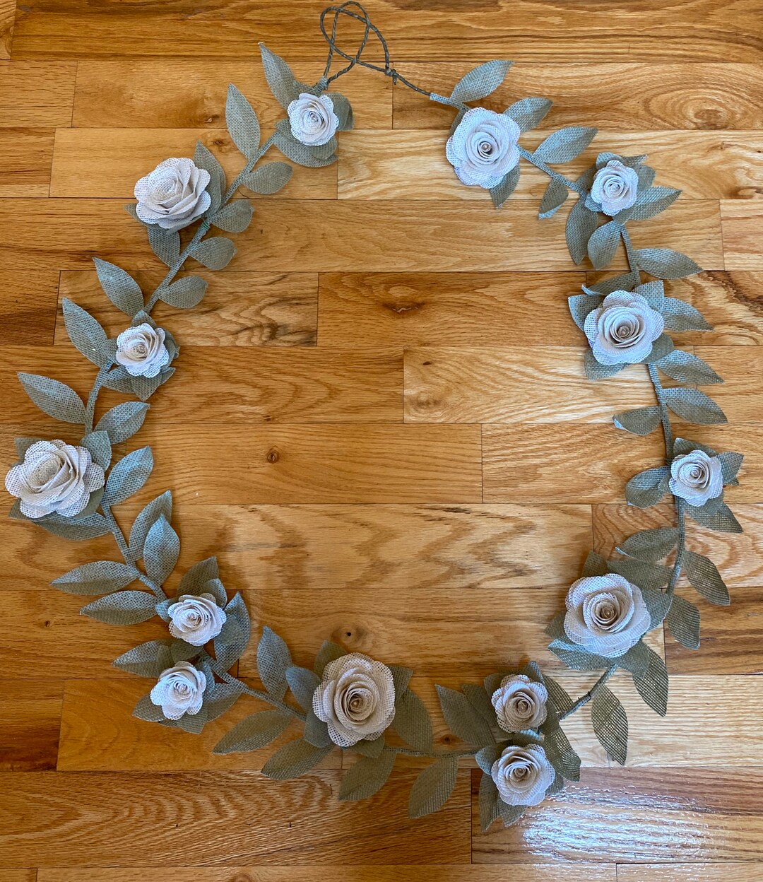 72'' Ivory Burlap Garland, Ivory Flower Garland, Burlap Floral Garland ...
