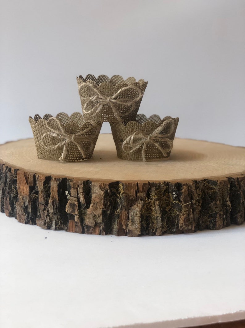 Burlap cupcake wrappers rustic cupcake wrappers wedding | Etsy