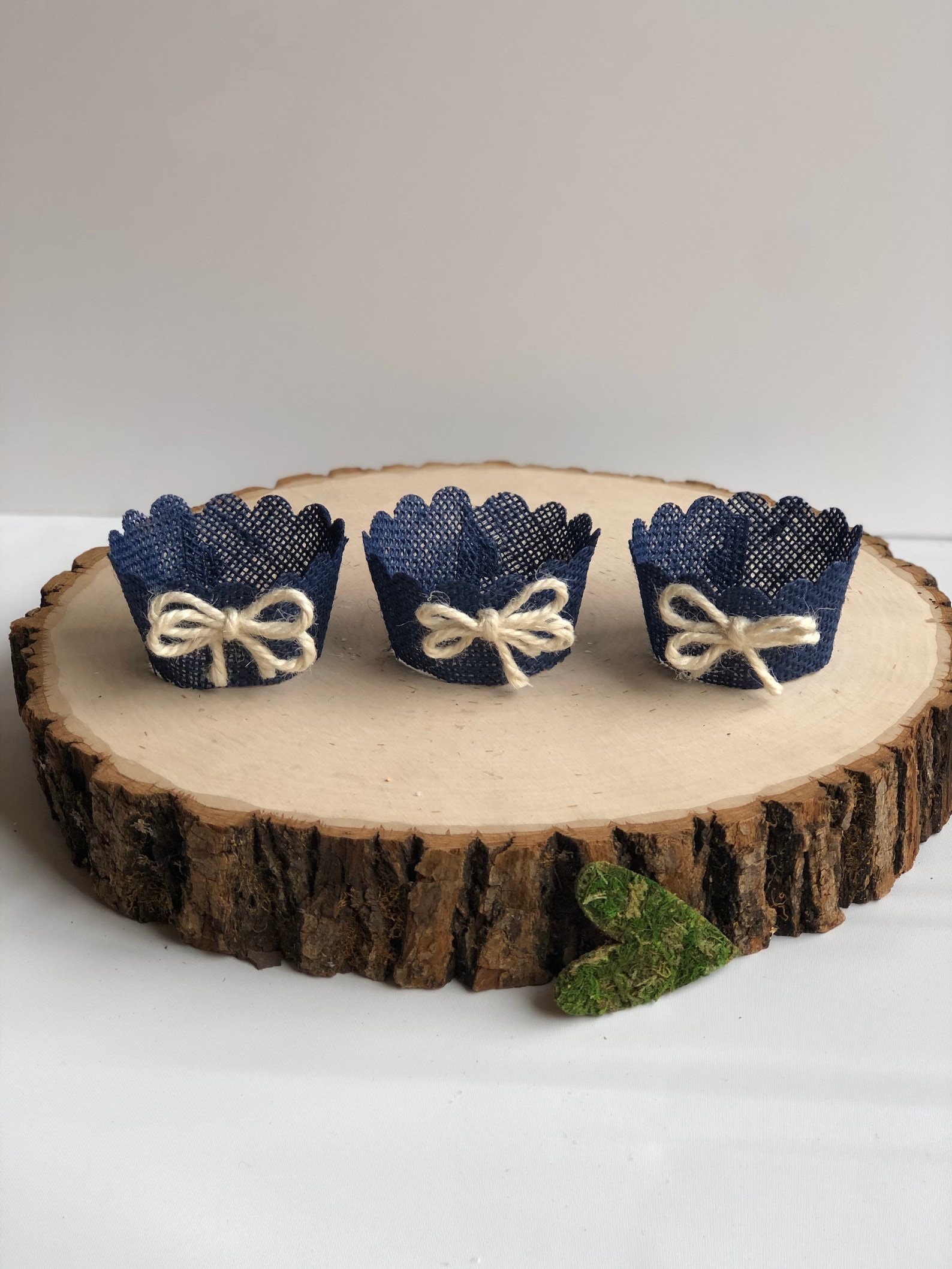 Real Burlap Blue Cupcake Wrappers Rustic Cupcake Wrappers - Etsy