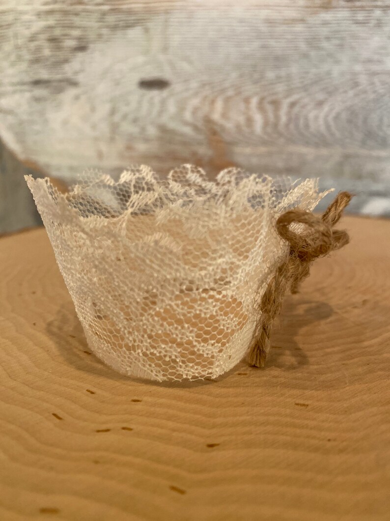 White Lace and Burlap Wrapper Lace Cupcake Wrapper Lace | Etsy