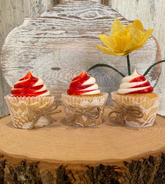 White Lace and Burlap Wrapper Lace Cupcake Wrapper Lace | Etsy