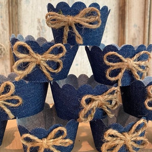 Denim Cupcake Wrappers, Blue Cupcake Liner, Rustic Cupcake Wrapper ...