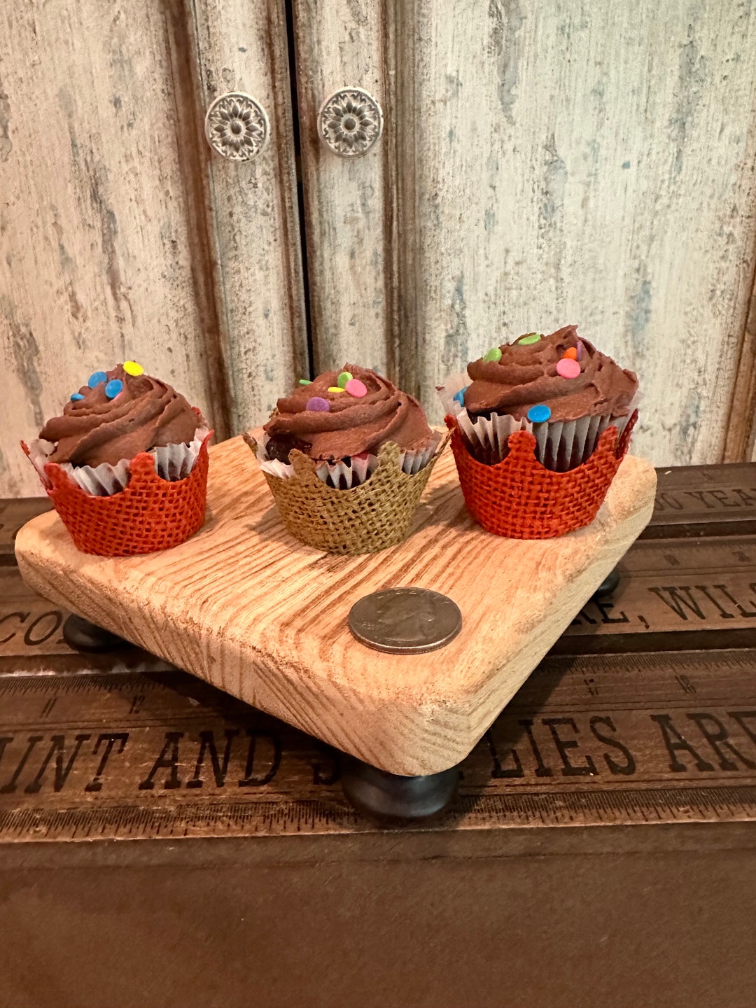 Burlap MINI Muffin Wrapper Princess Crown Neutral Rustic Liners for ...