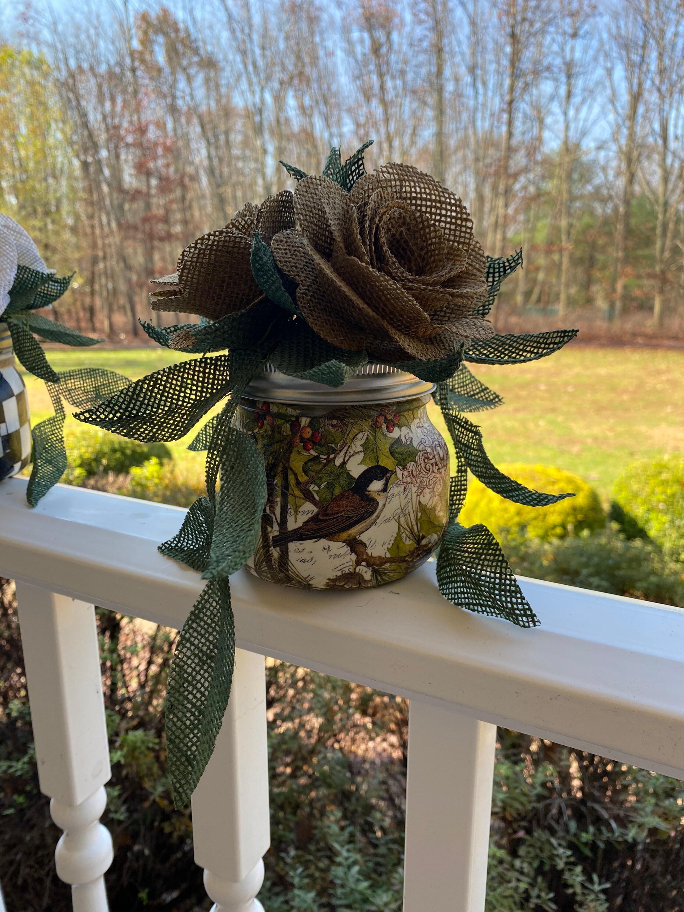 Mini Mason With Florals Mason Jar Centerpiece Small Vase | Etsy