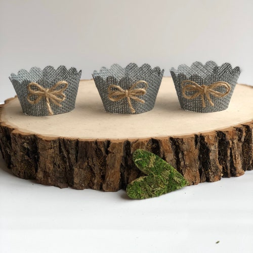 Burlap Cupcake Wrappers Rustic Cupcake Wrappers Wedding - Etsy