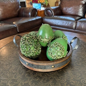 Rustic Easter Ornament, Green Easter Egg Centerpiece, Decorative Shabby ...