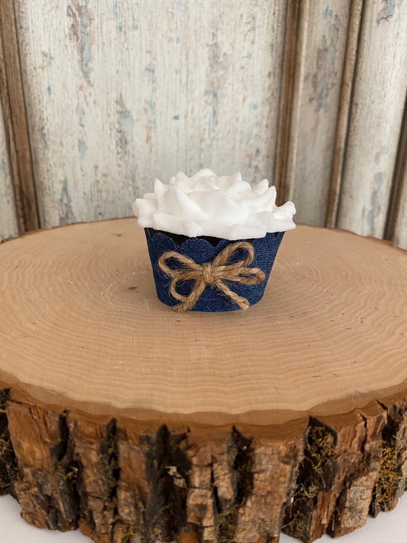 Denim Cupcake Wrappers Blue Cupcake Liner Rustic Cupcake - Etsy
