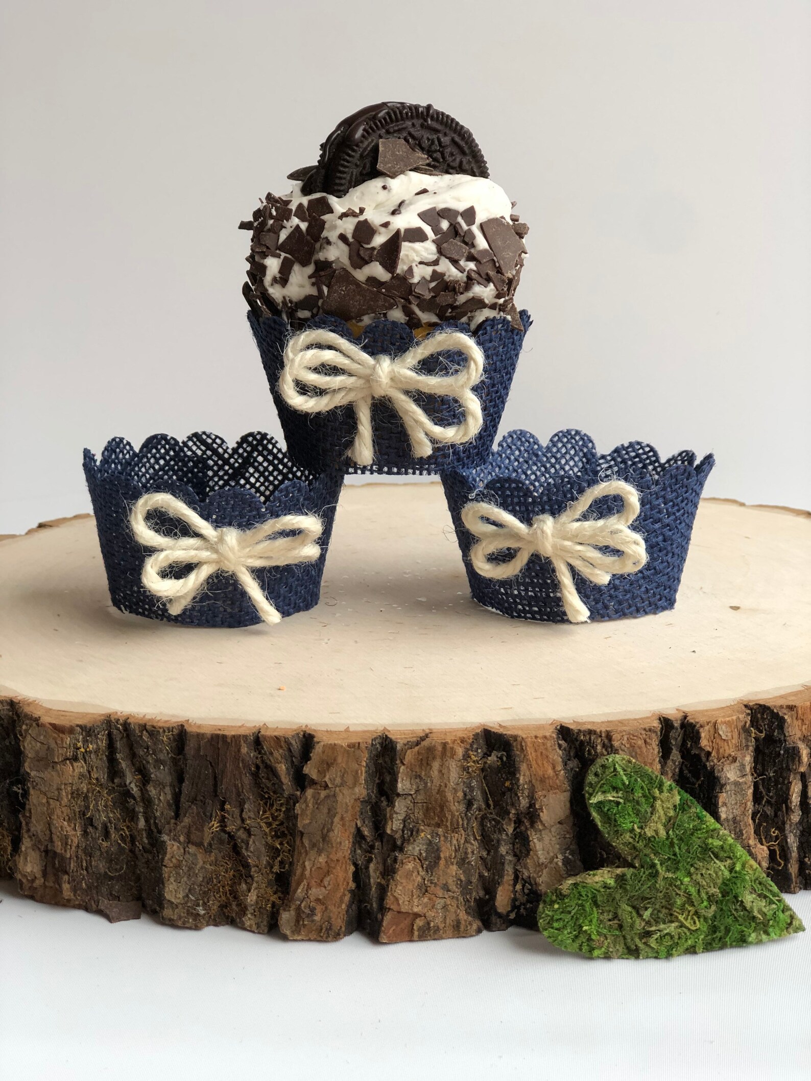 Real Burlap Blue Cupcake Wrappers Rustic Cupcake Wrappers - Etsy