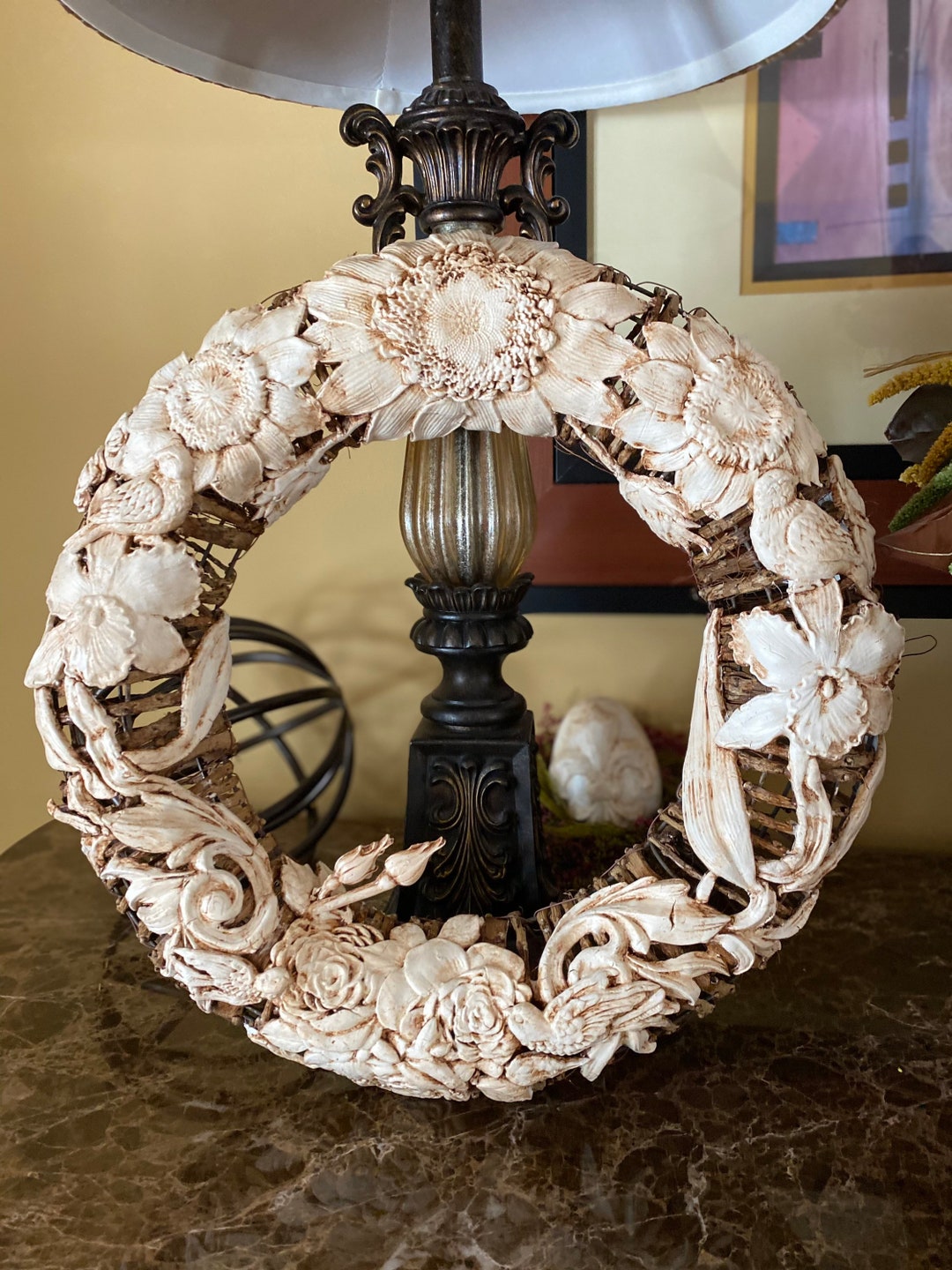 Sunflower Clay Wreath,grapevine Wreath, Rustic Flower Wreath Farmhouse ...