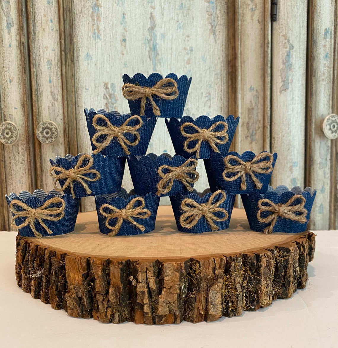 Denim Cupcake Wrappers Blue Cupcake Liner Rustic Cupcake - Etsy