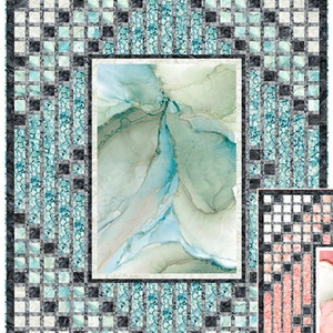 Northcott Fabrics, Midas Touch Collection, Multi Texture PANEL in Sage Blue, Sold by the 30 X 42 ...