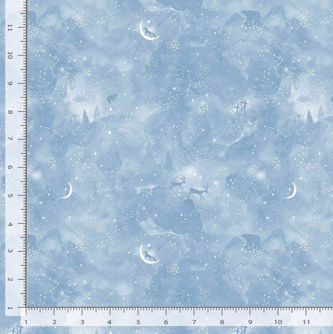 Dear Stella, Celestial in Lake, 100% Cotton, Moon and Night Sky Fabric ...