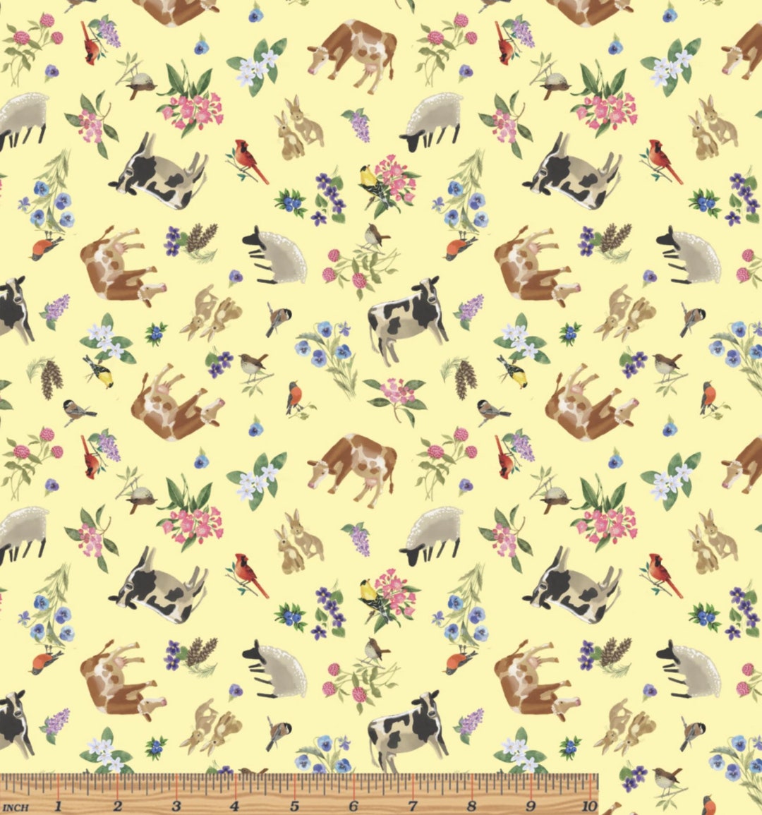 BY the YARD!! Benartex, ANESH 2024, New England Spring Yellow, Cows ...