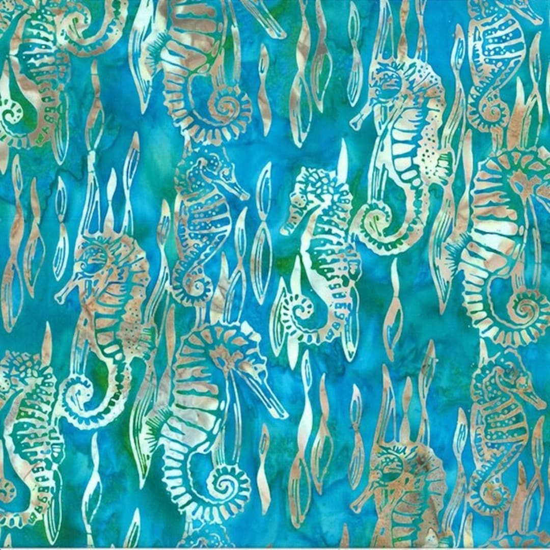 Alaska Seahorses in Sea Salt, Along the Shores Bali Batiks by Dana Michelle, Hoffman Fabrics ...