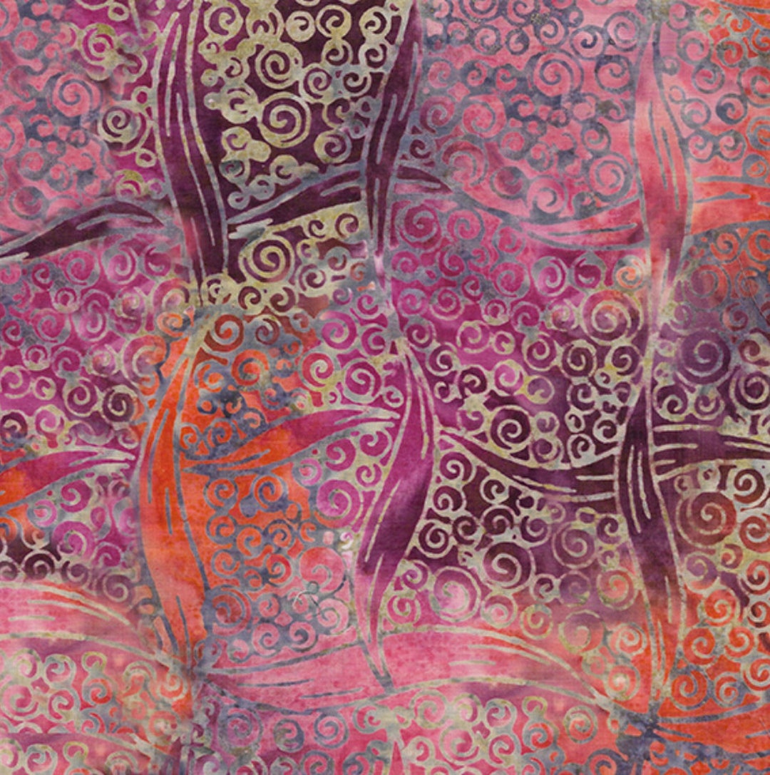 Island Batik, Shell, Multi Red Blue Dusty, Park Avenue, Sold by the ...