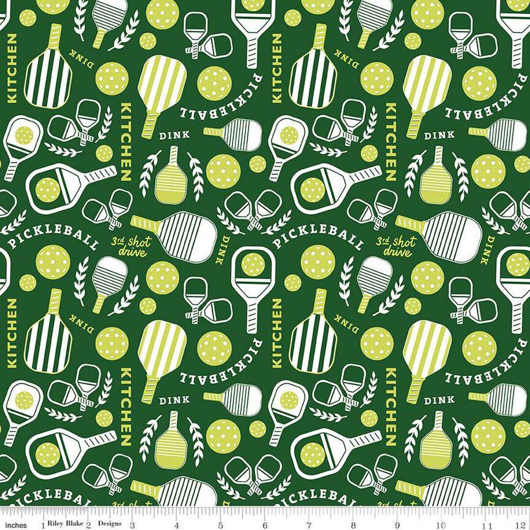 OOP!! Riley Blake Fabrics, Pickleball Collection, Main in Green, Sold ...