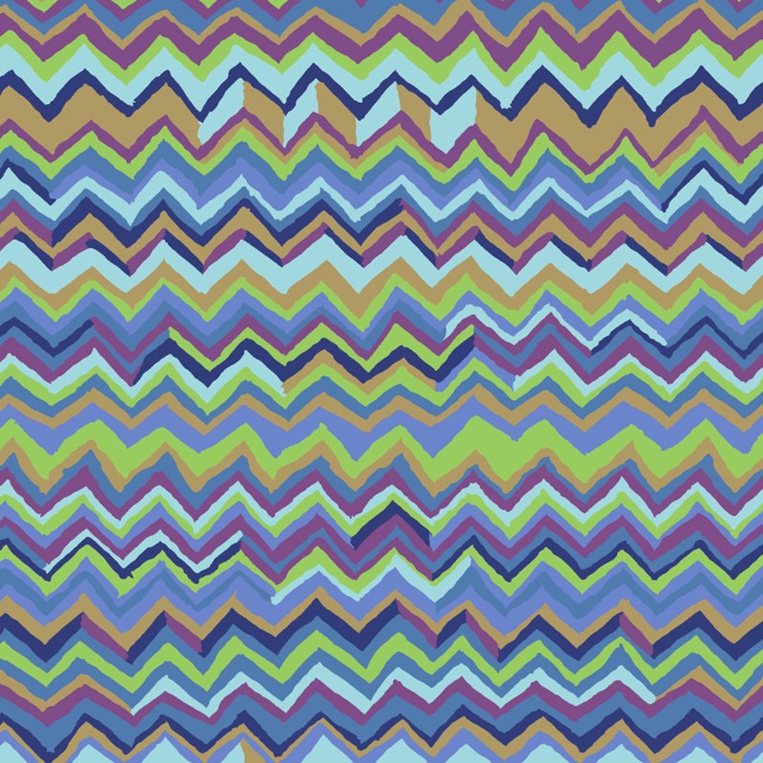 BY THE YARD Kaffe Fassett, Zig Zag in Moody, Dusty Blue Chevron, Retired, Out of Print - Etsy