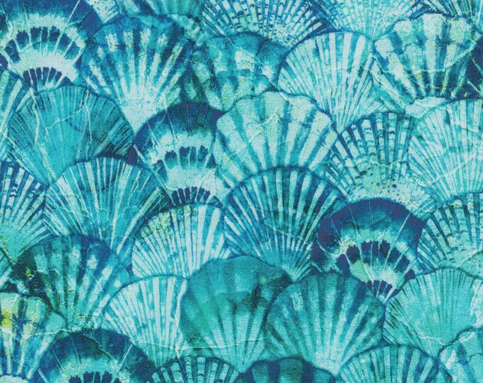 Northcott, Vitamin Sea, Clam Shells, Blue Multi, Sold by the Half Yard ...