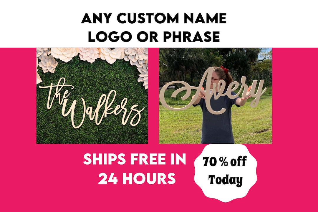 A Wood Cut Out Large - Last Name Wood Sign - Custom Wood Sign - Wedding ...