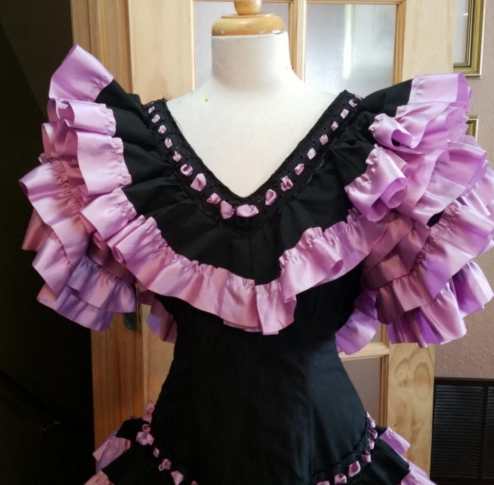 Vintage 1980s Handmade Flamenco Dress | Polka Dot Ruffle Dress | Retro ...