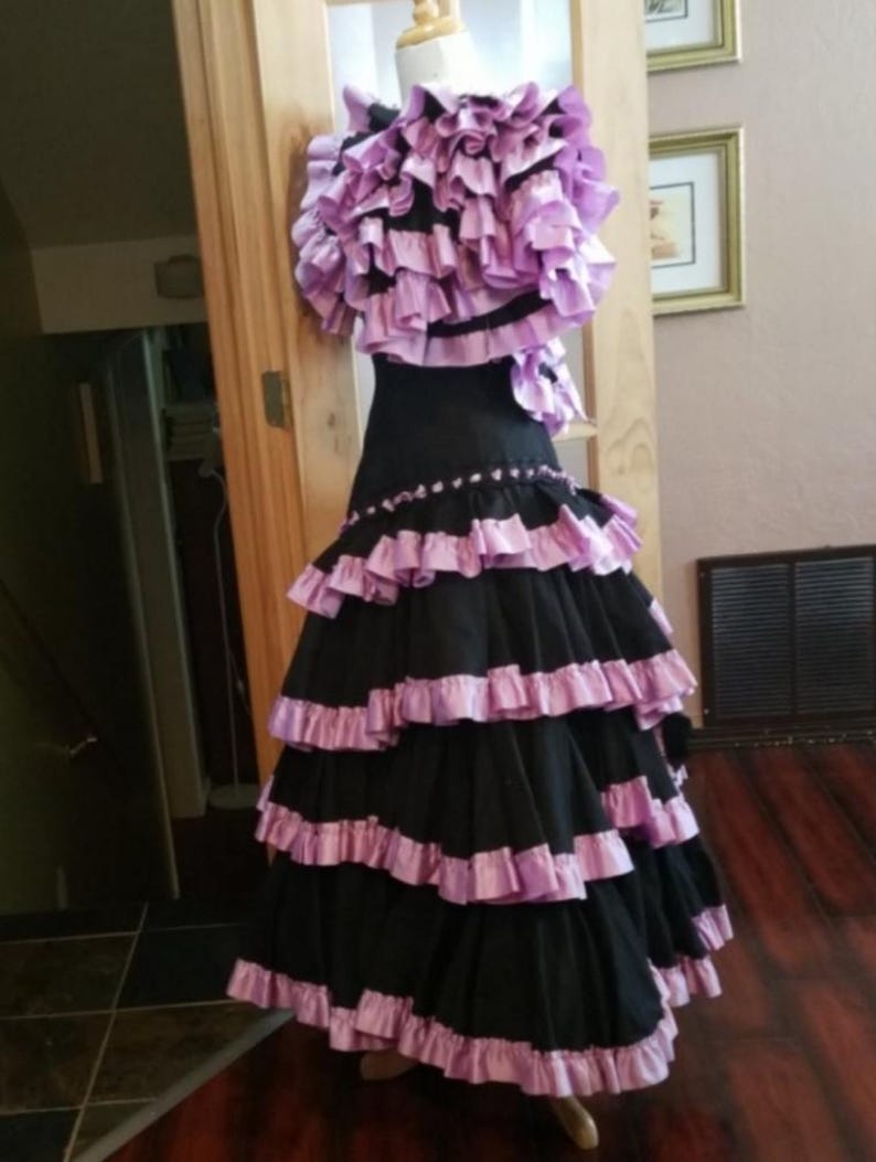 Vintage 1980s Handmade Flamenco Dress | Polka Dot Ruffle Dress | Retro ...