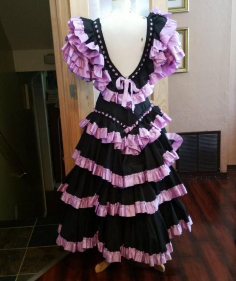 Vintage 1980s Handmade Flamenco Dress | Polka Dot Ruffle Dress | Retro ...