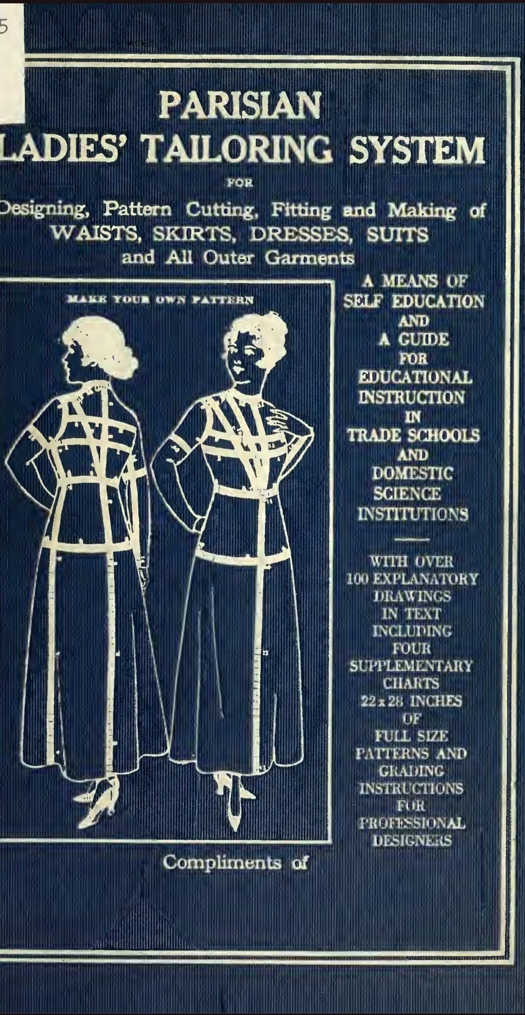 Antique Sewing Book Pattern Making Parisian Ladies Tailoring System. Vintage Sewing 1900s Sewing ...