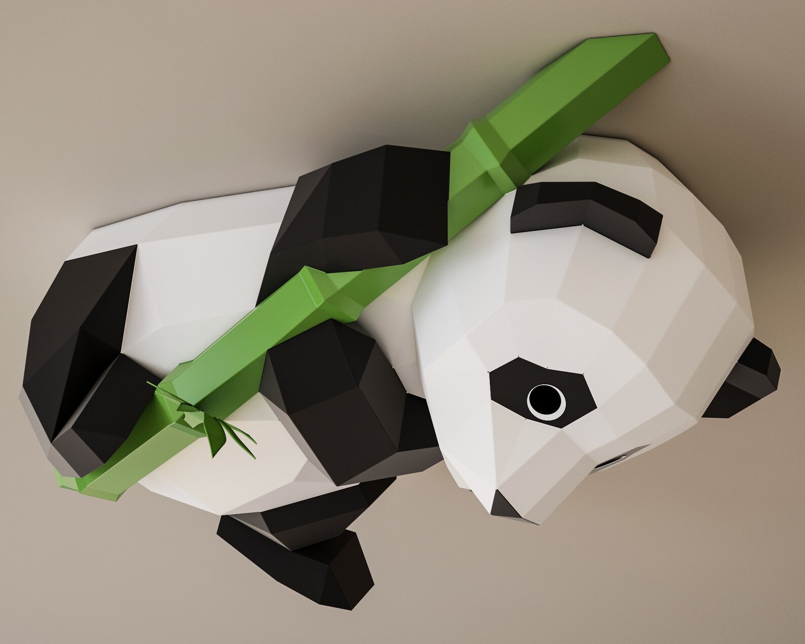 DIY Paper Panda on Bamboo, Papercraft Model, Polygonal Paper Craft ...