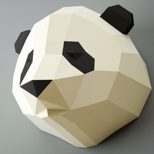 Papercraft Panda Head, Paper Craft 3D Animal Trophy, DIY Kit Digital ...