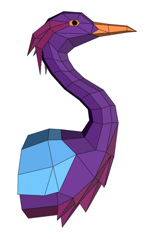 Papercraft Blue Heron paper craft model egret template | Etsy