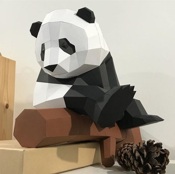Papercraft Little Panda, DIY Paper Craft, 3D Template PDF Kit, Make ...